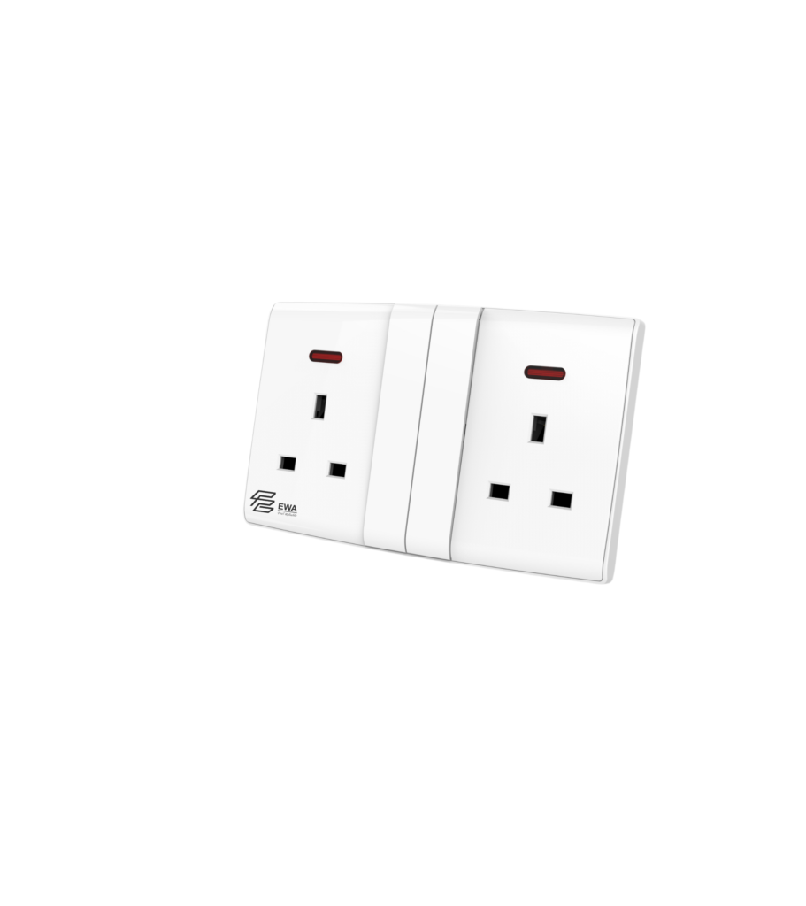 13A 2 Gang Switched Socket + neon, Double pole – ABCO Trading